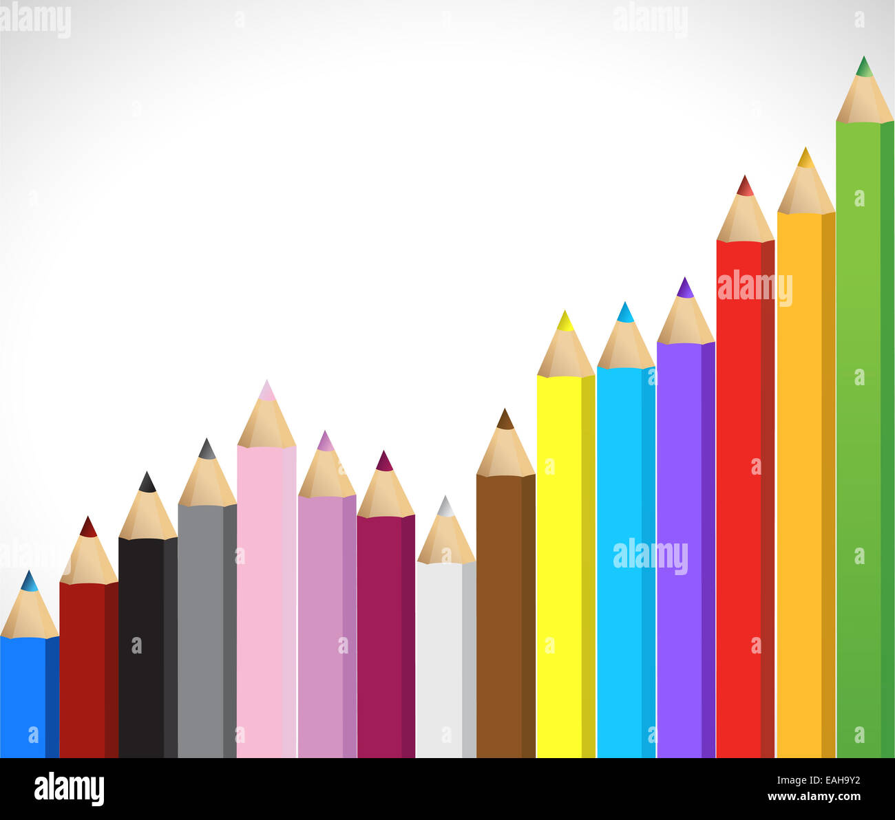 Colored pencils growing business graph Stock Photo - Alamy