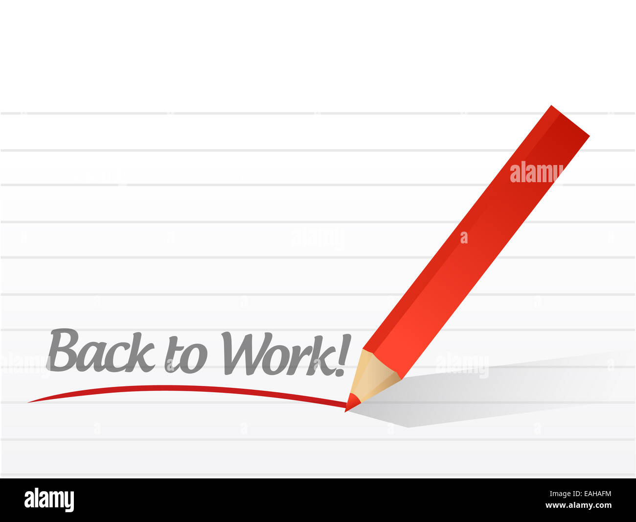 Back to work written on a white paper Stock Photo - Alamy