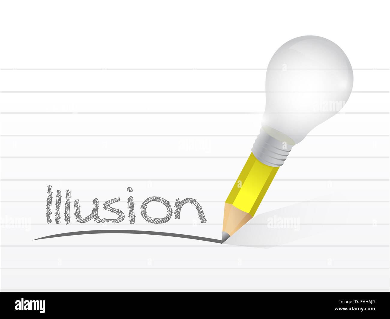 Illusion written with a light bulb idea pencil Stock Photo - Alamy