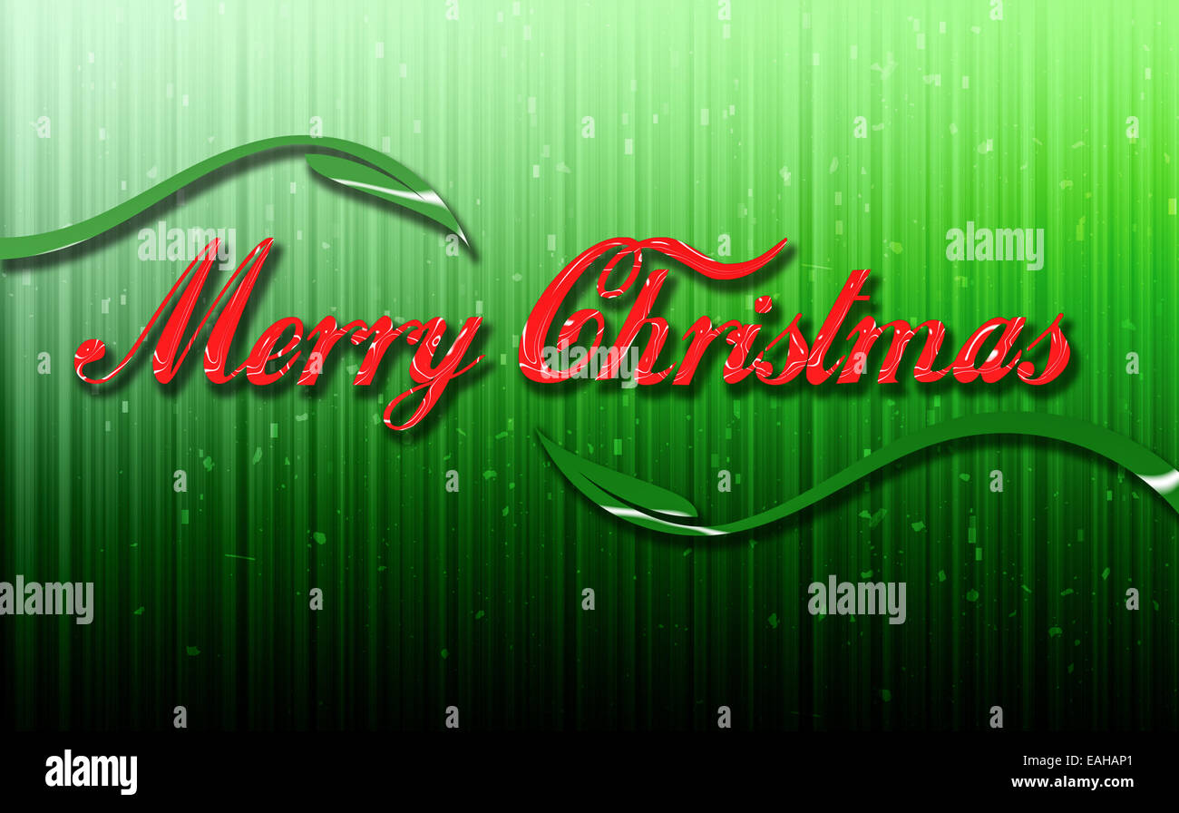 Merry Christmas red font green matrix with leaves Stock Photo - Alamy