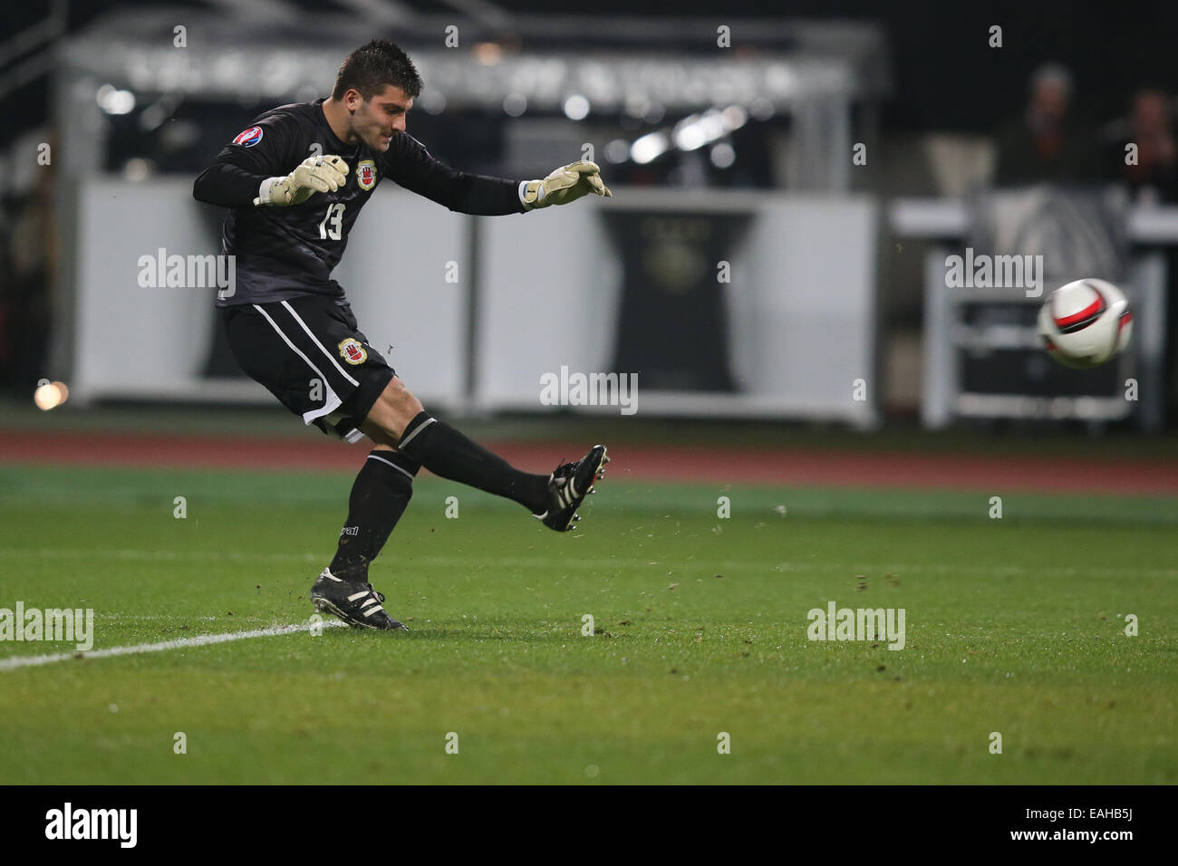 Nuremberg, Germany. 14th Nov, 2014. Gibraltar's Jamie Robba in action ...
