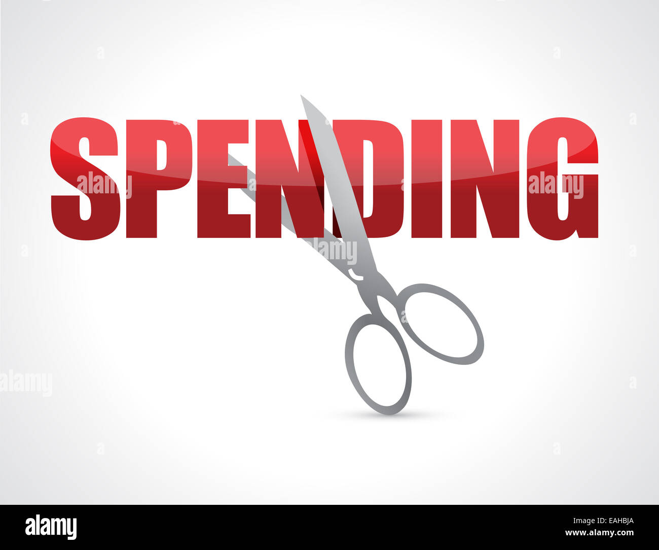 Cutting spending concept illustration Stock Photo - Alamy