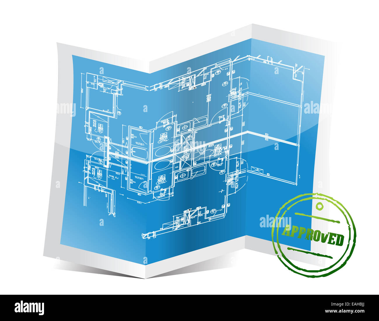 approved blueprint project illustration design over a white background ...