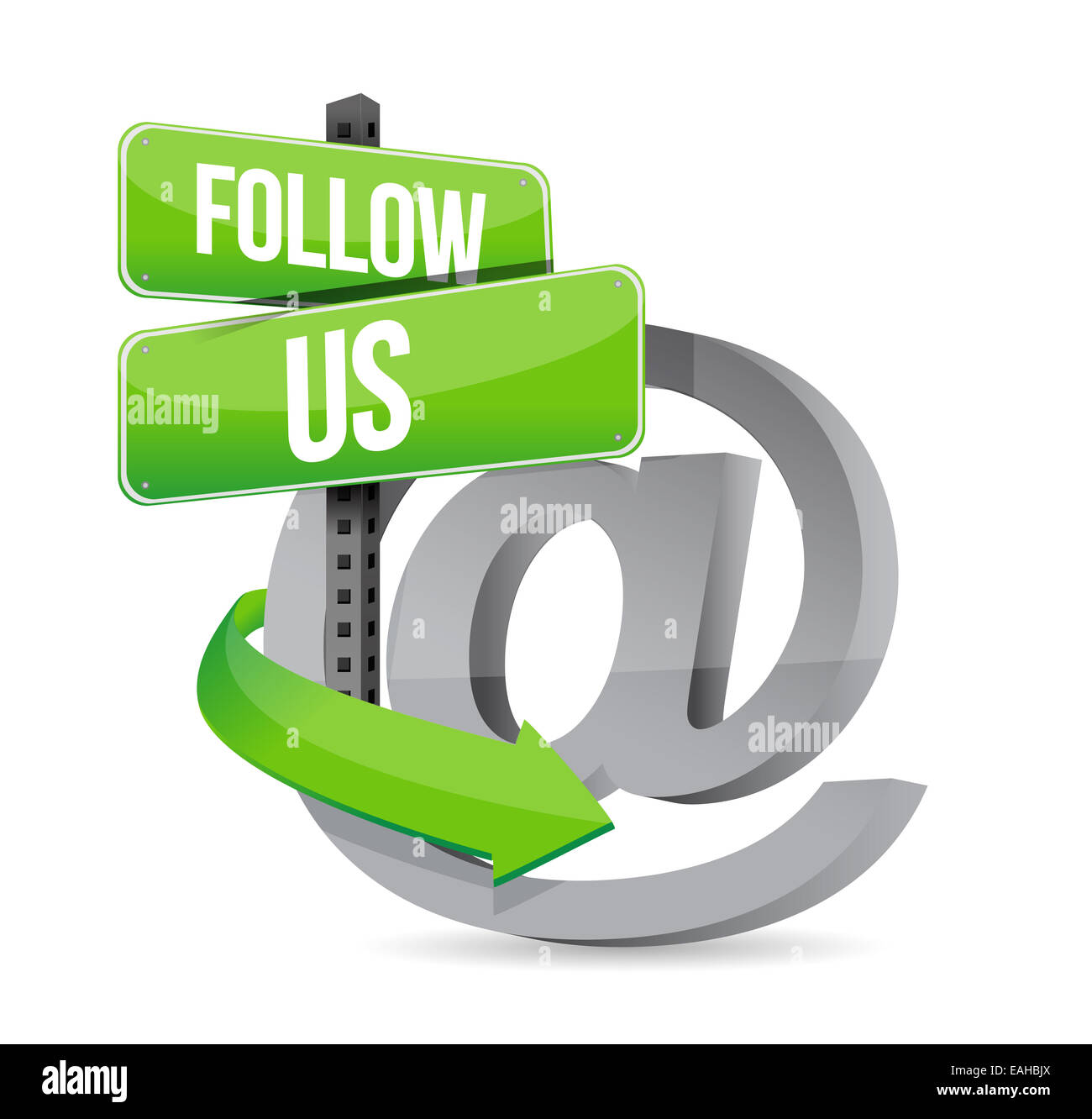 Follow us at sign illustration design Stock Photo - Alamy