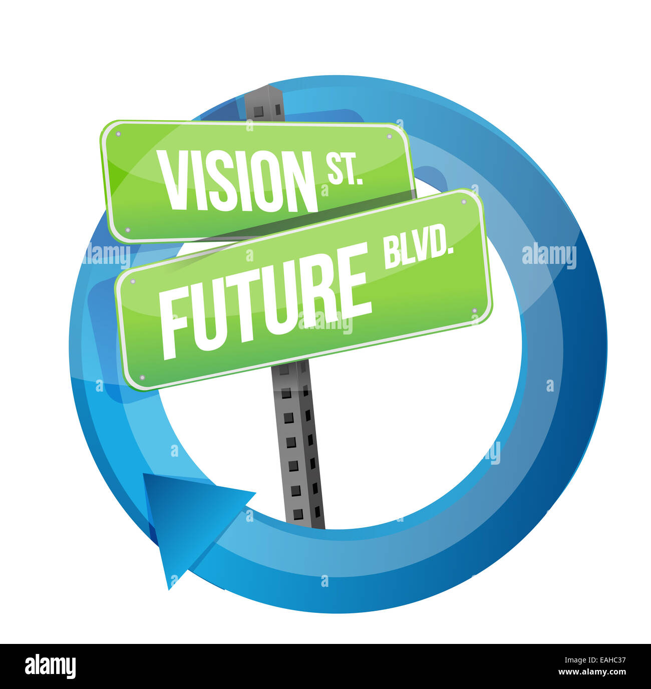 vision and future road sign cycle illustration design over white Stock ...