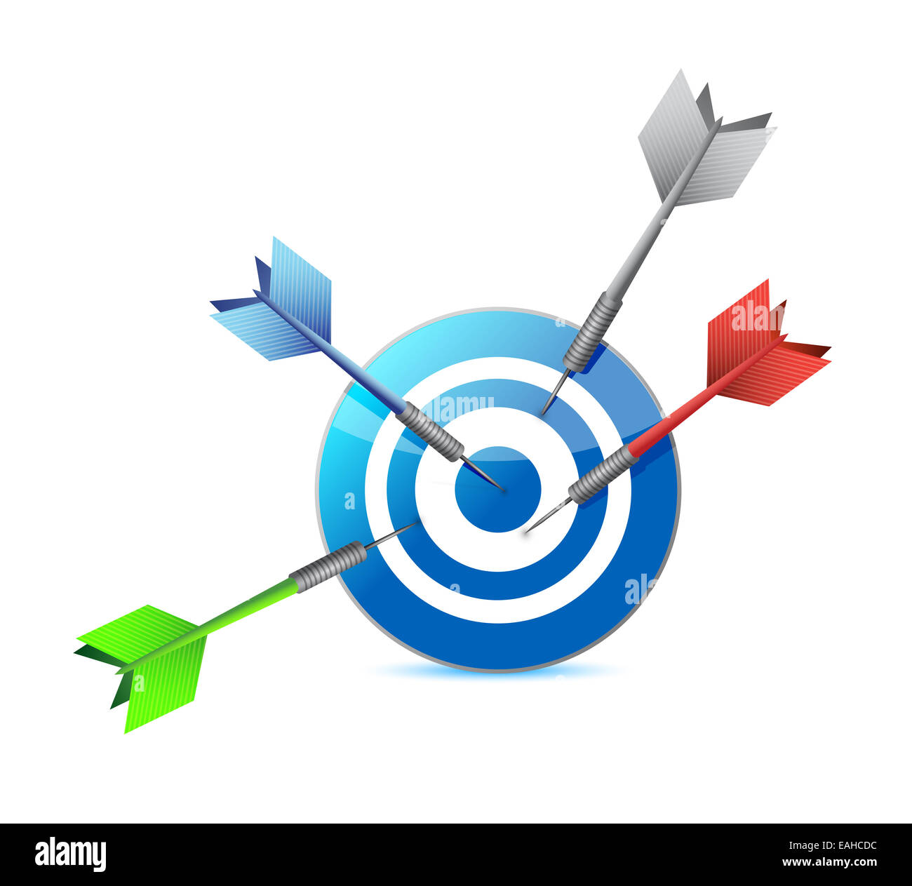 only one hits the target. illustration design over white Stock Photo ...