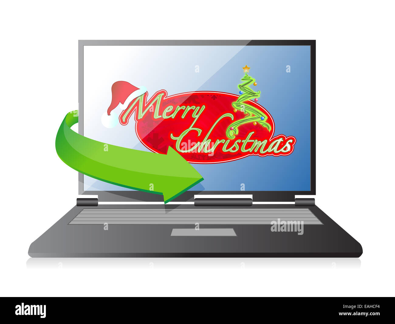 Laptop computer - Christmas illustration design Stock Photo - Alamy