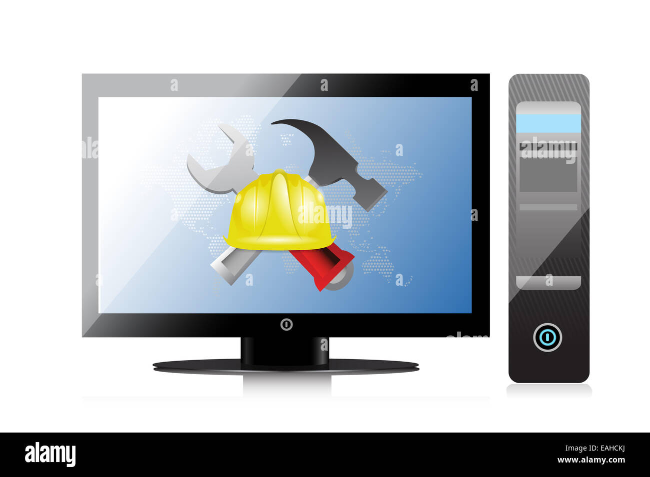 Computer with issues and under construction sign Stock Photo - Alamy