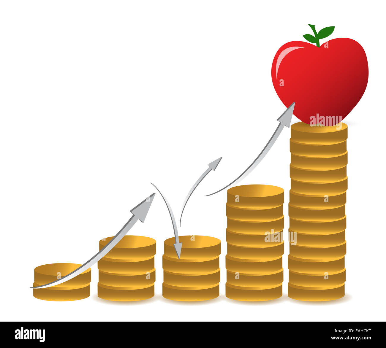 apple and coins graph illustration design over a white background Stock ...