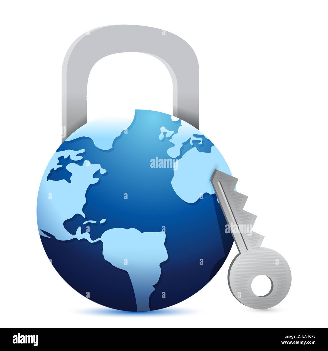 open globe 'lock' illustration design over a white background Stock ...