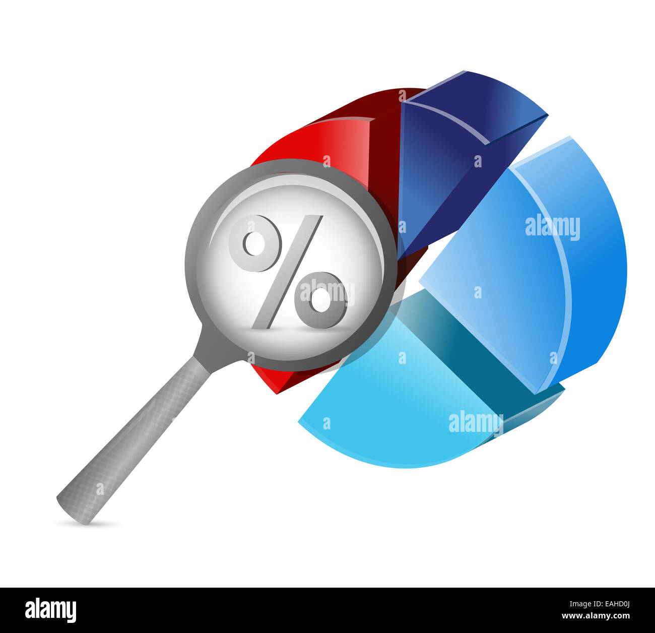 Percentage magnify pie chart illustration design Stock Photo - Alamy