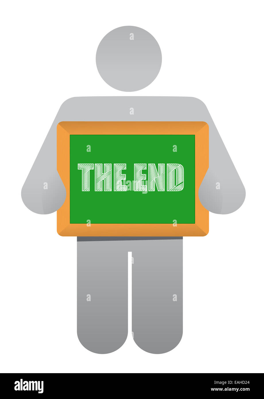 Man holding a "the end" board Stock Photo - Alamy