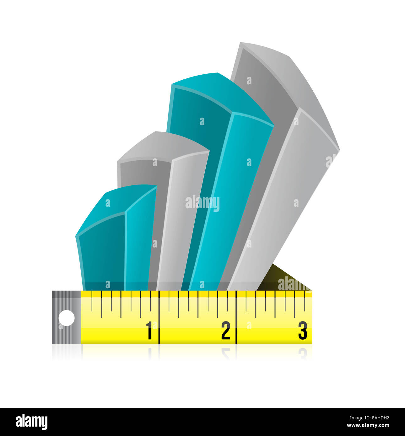 Tape measure bar graph concept illustration Stock Photo - Alamy