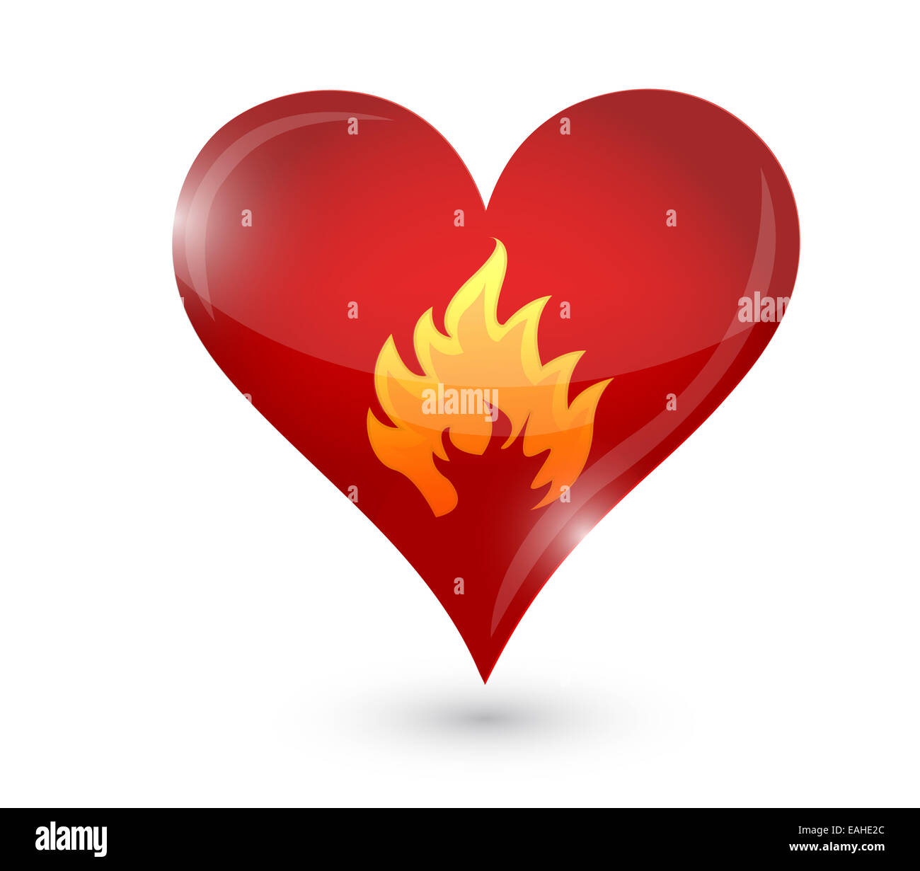 Passion burning. heart and fire. illustration Stock Photo - Alamy