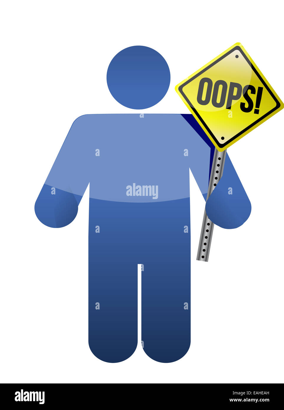 Man, person with a "oops" sign in hand Stock Photo - Alamy