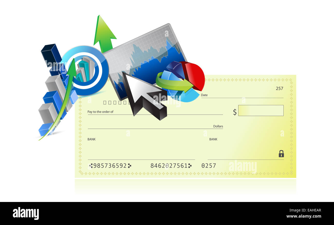 Bank check business graph set design Stock Photo - Alamy