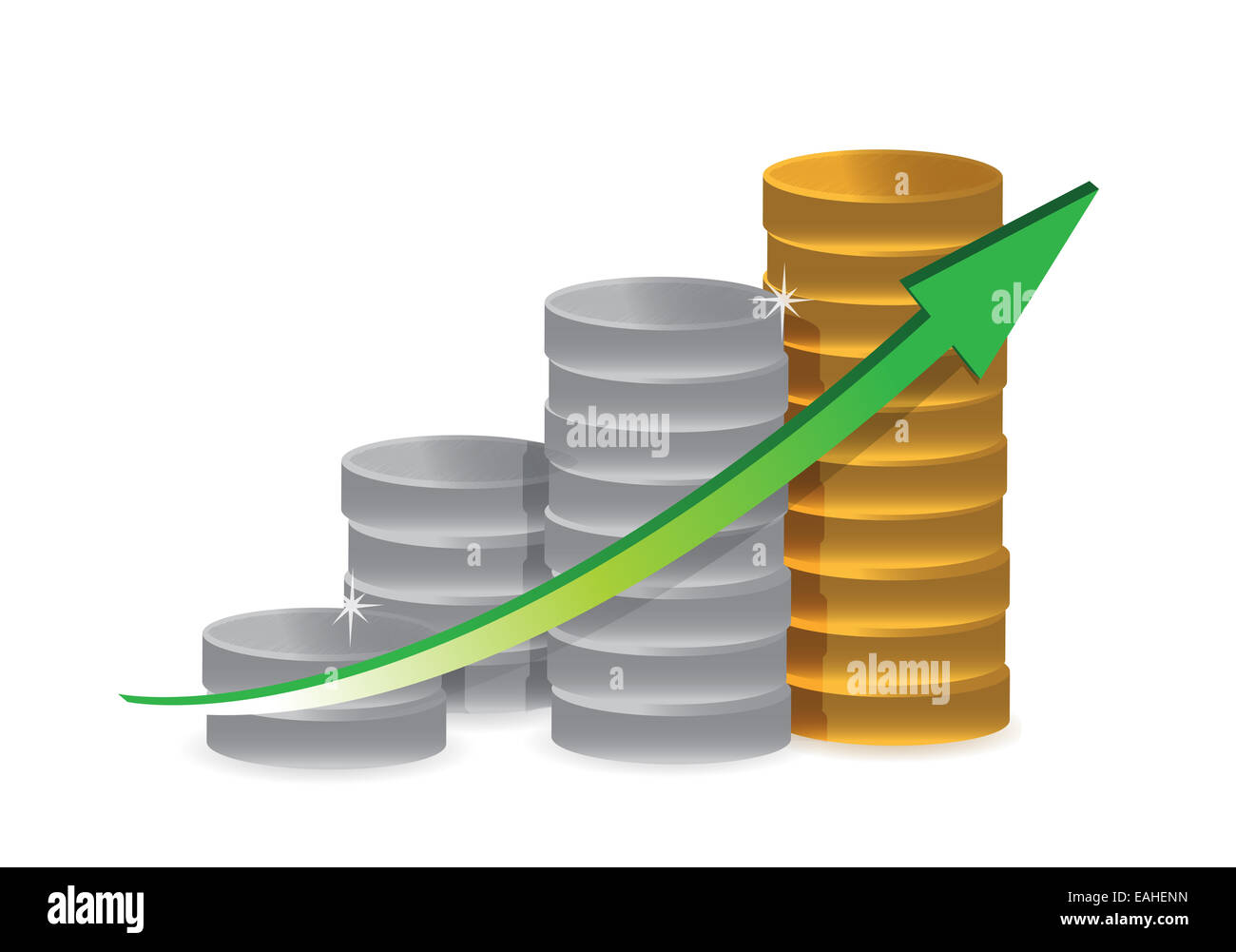 coins graph illustration design over a white background Stock Photo - Alamy