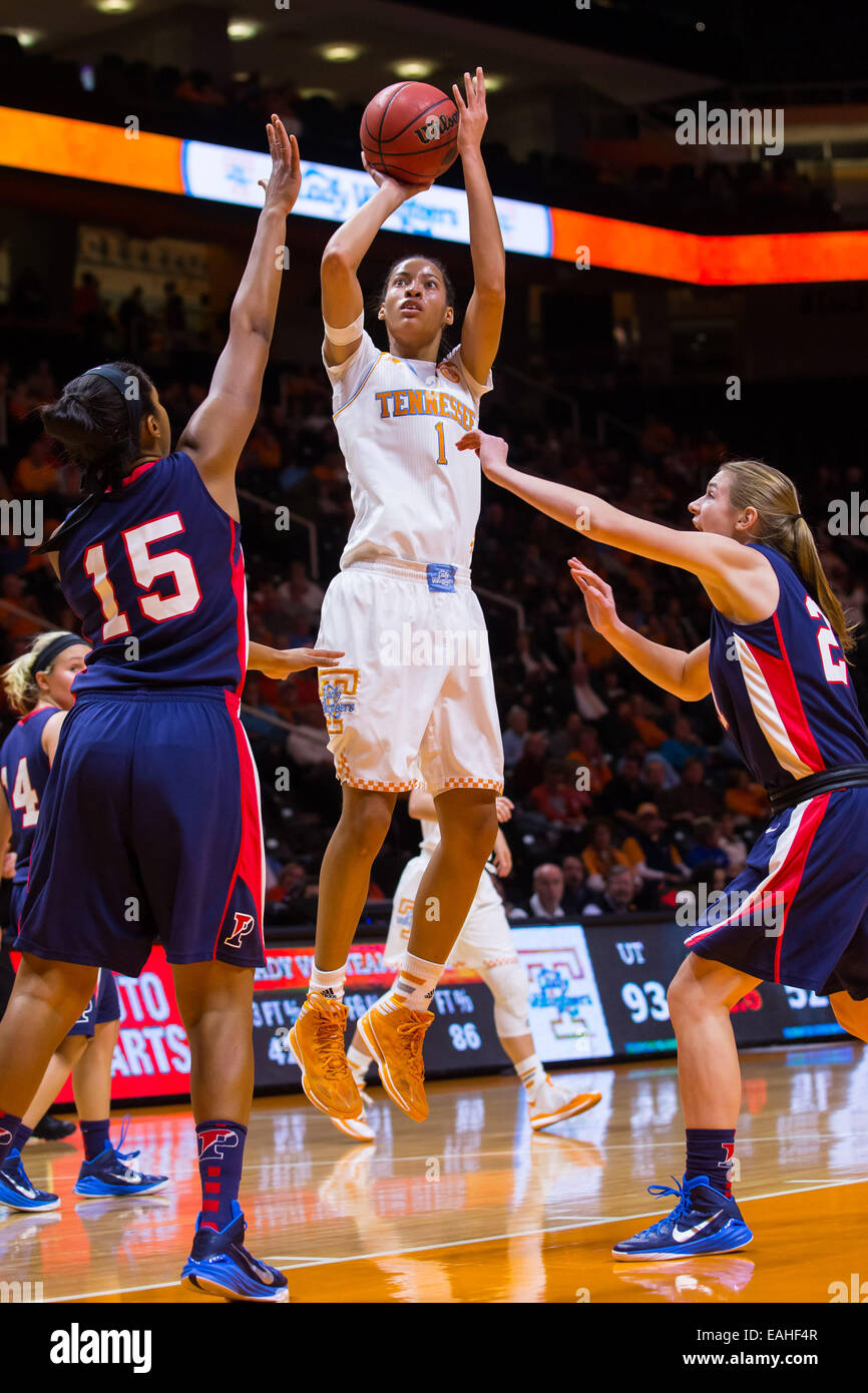 November 14, 2014:Nia Moore #1 of the Tennessee Lady Volunteers shoots ...