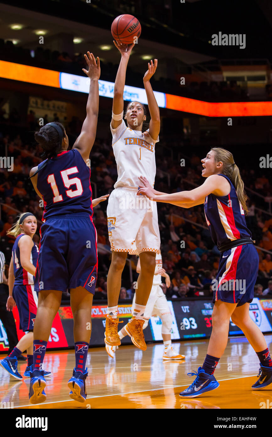 November 14, 2014:Nia Moore #1 of the Tennessee Lady Volunteers shoots ...