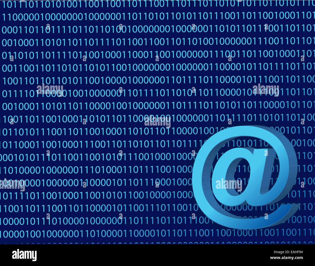 binary att mail illustration design blue background Stock Photo - Alamy