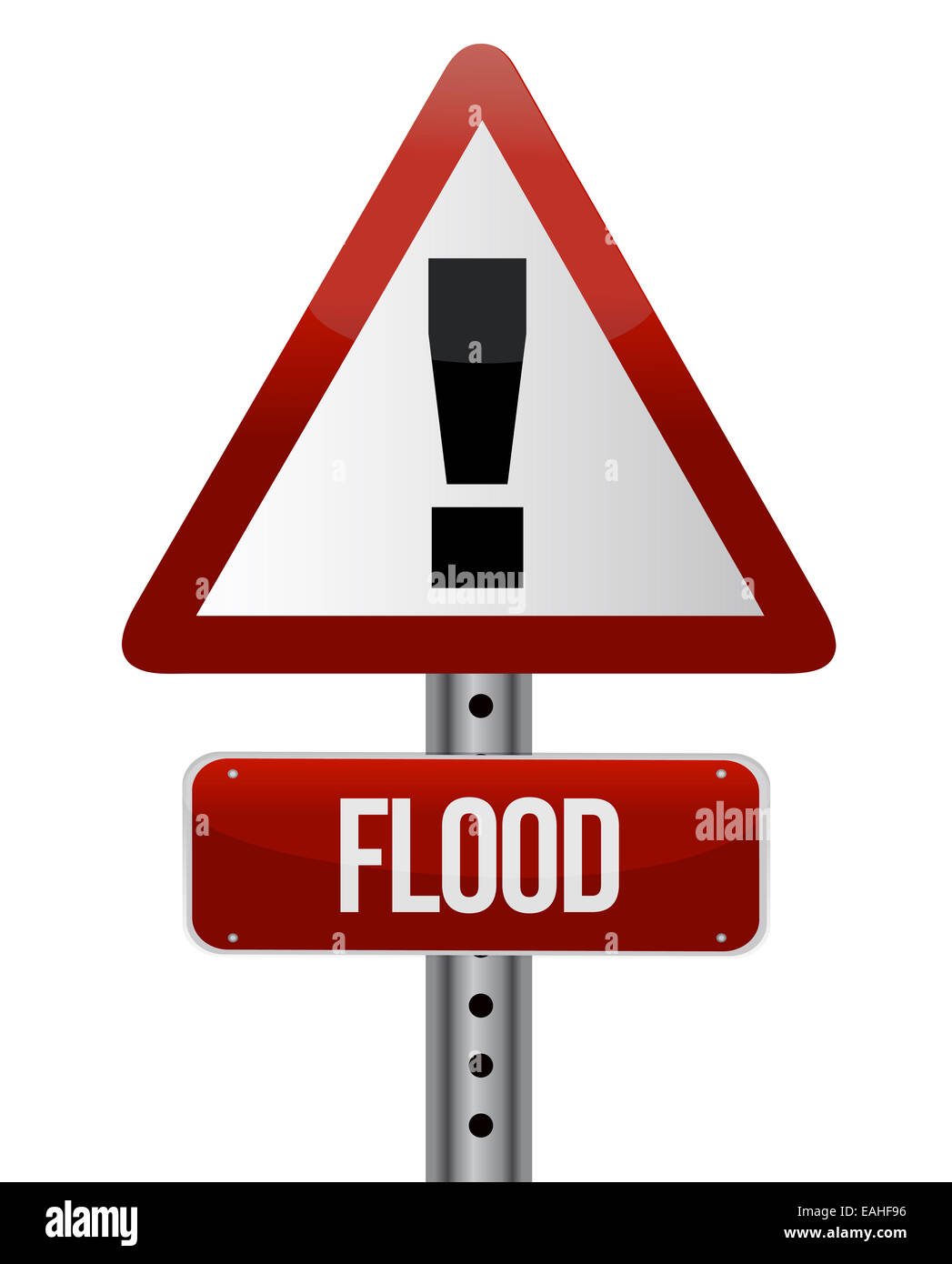 flood warning sign illustration design over white Stock Photo - Alamy