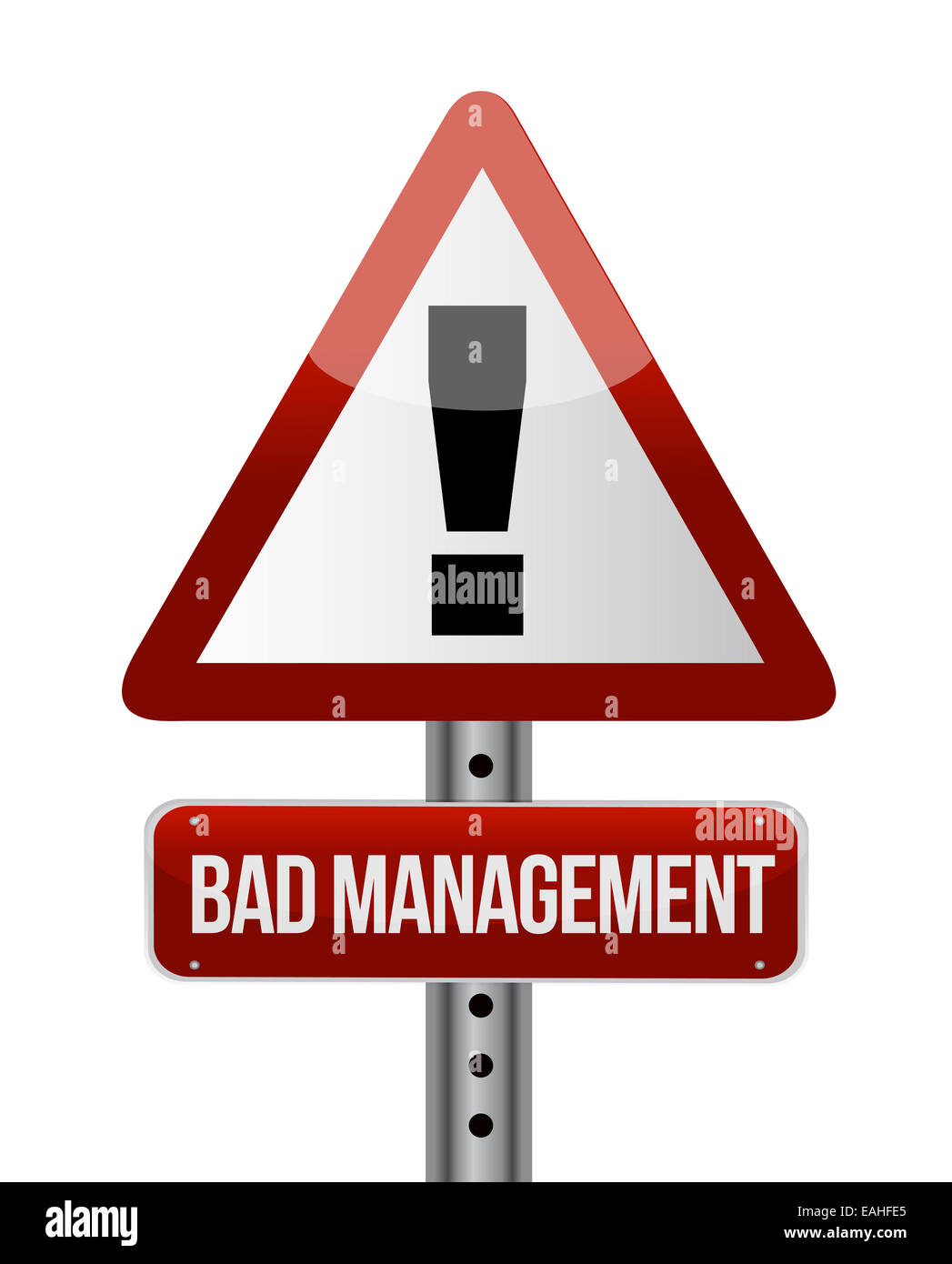 Bad management warning road sign illustration Stock Photo - Alamy