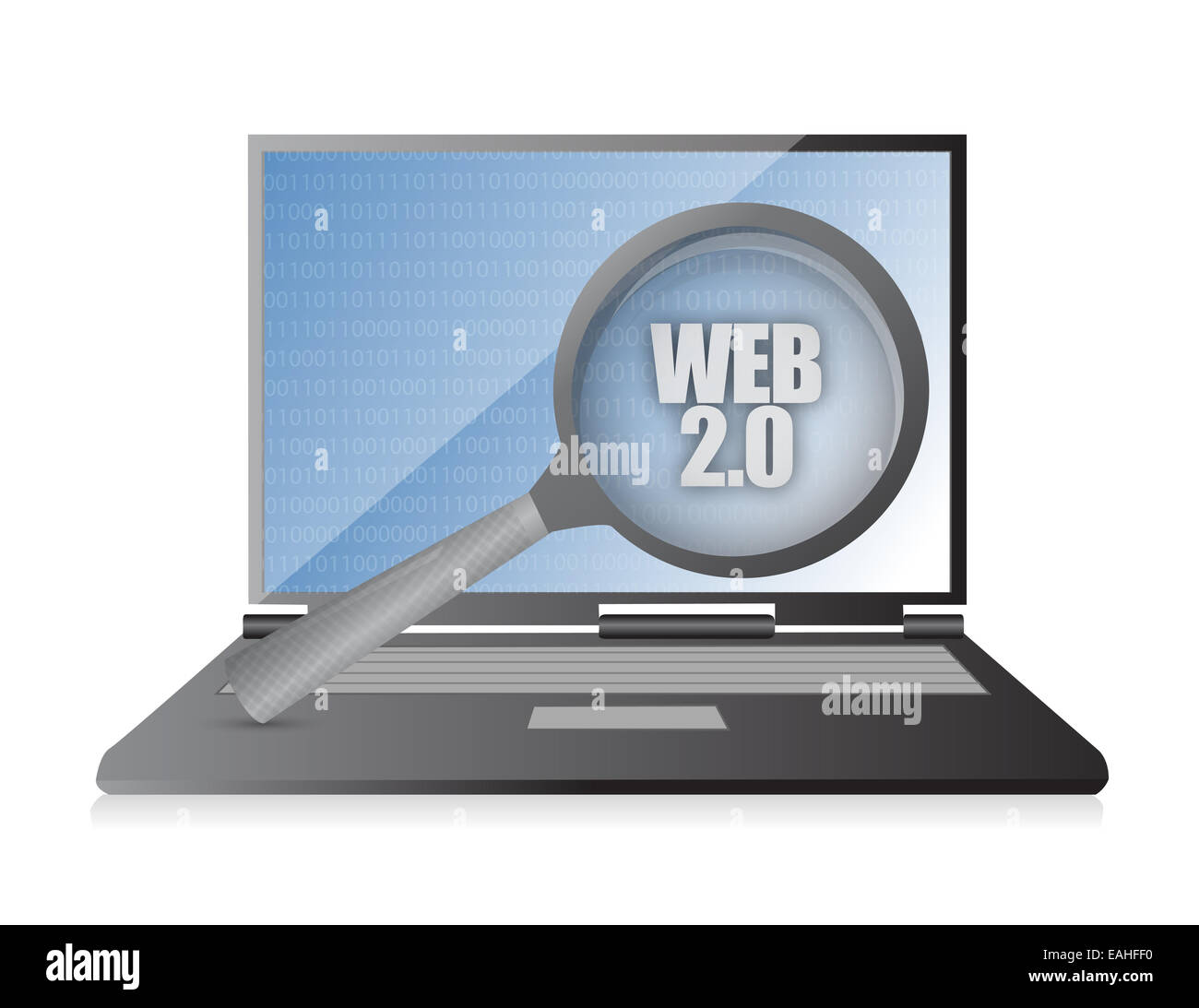 web laptop magnify illustration design over a white Stock Photo - Alamy