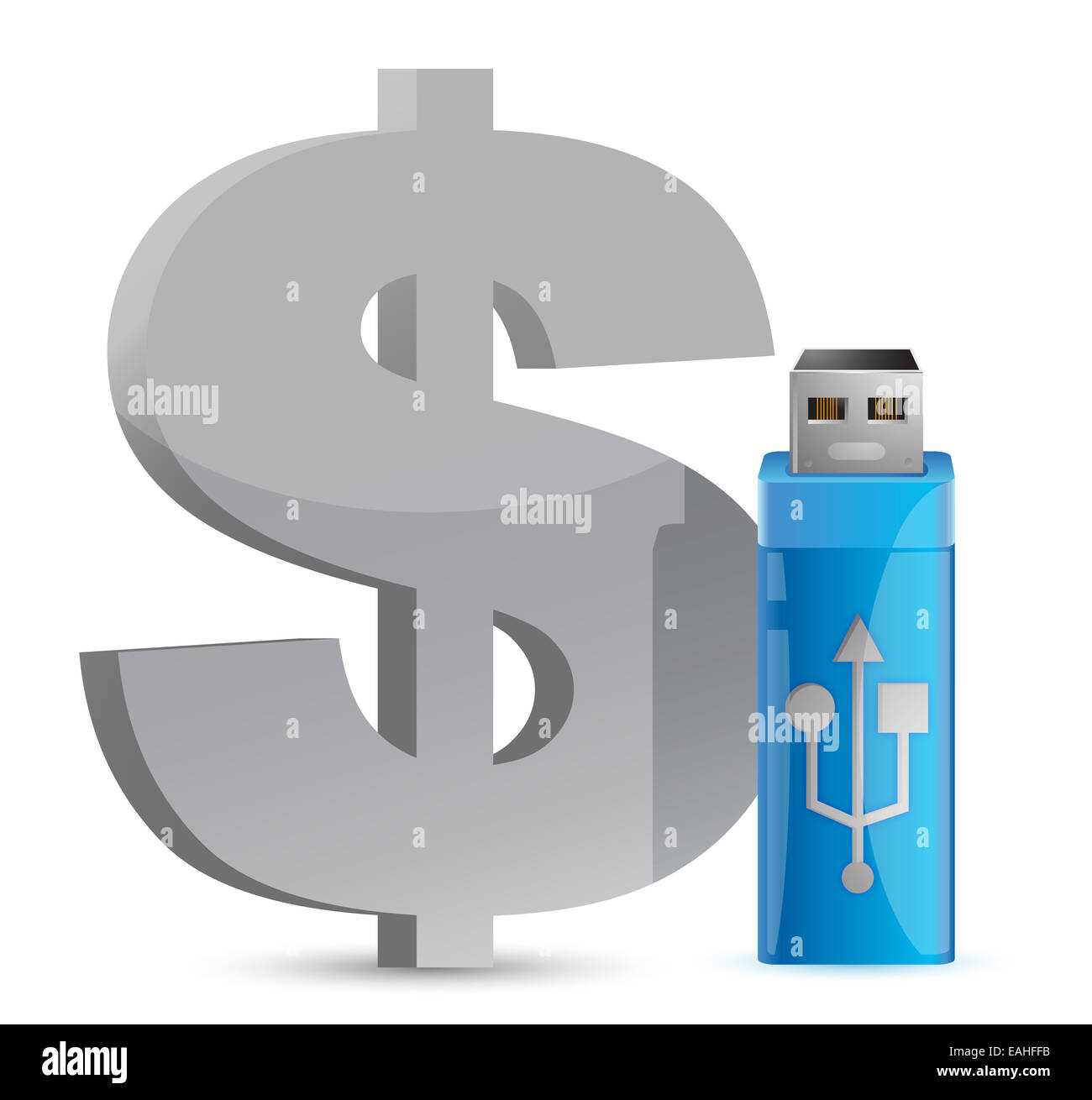 currency sign USB memory stick illustration graphic design Stock Photo ...