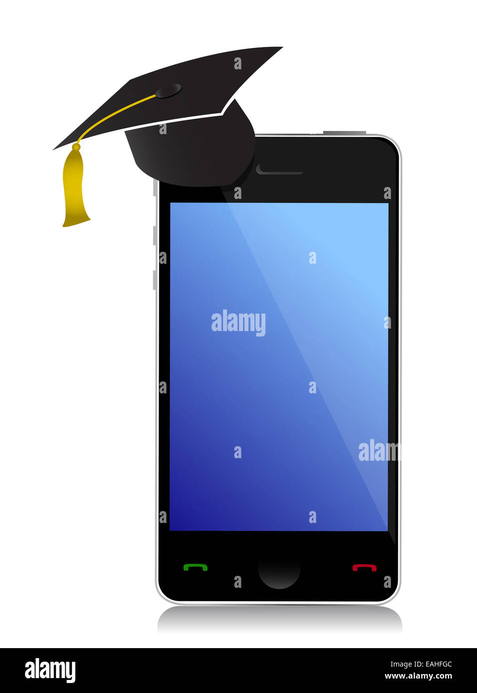 Phone with graduation hat Stock Photo - Alamy