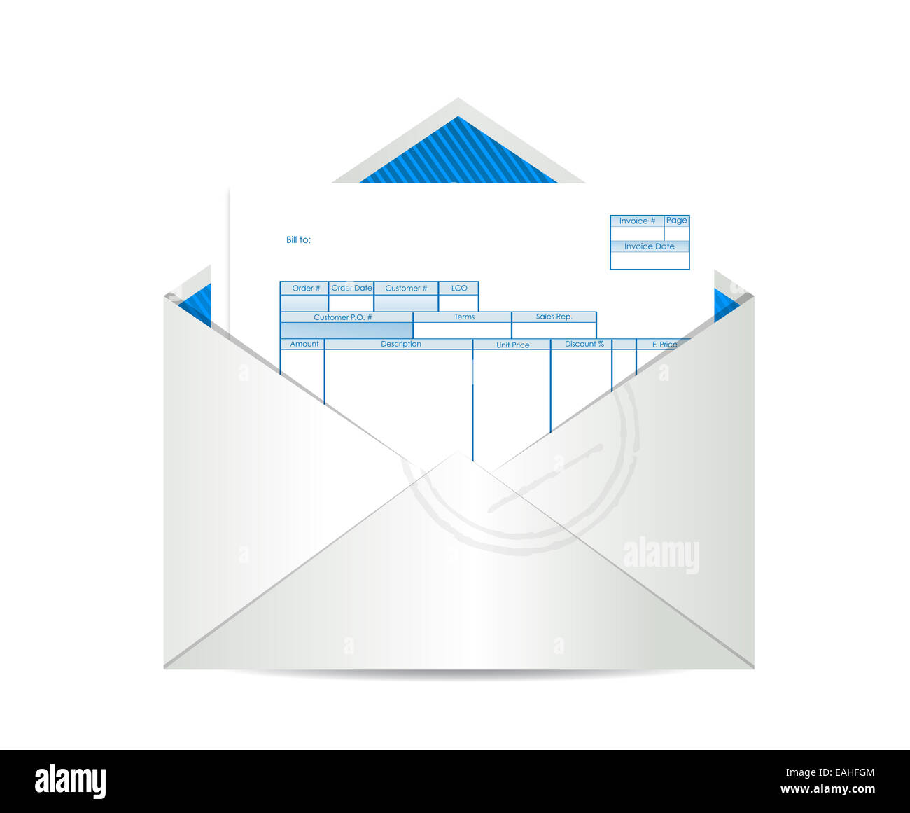 Invoice receipt inside mailing envelope Stock Photo - Alamy
