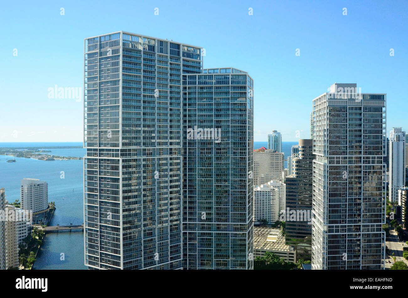 Miami Skyline: View of the Miami skyline looking South from the 40th ...