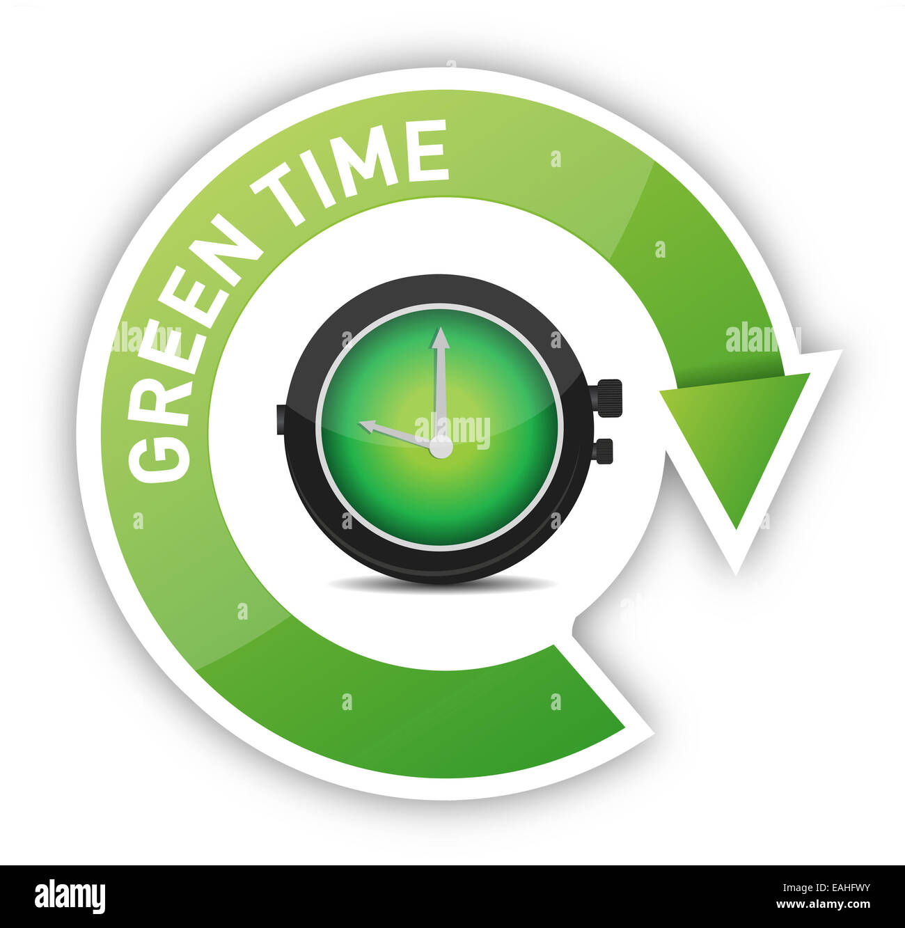 eco clock green time illustration design over white Stock Photo - Alamy