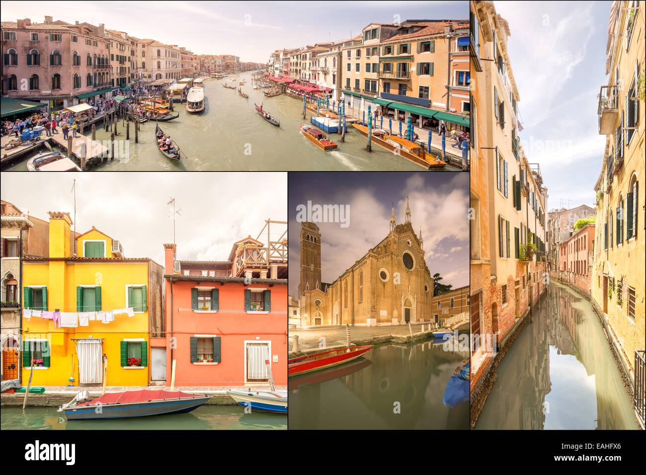 Summer collage of landmarks in Venice, Italy Stock Photo - Alamy