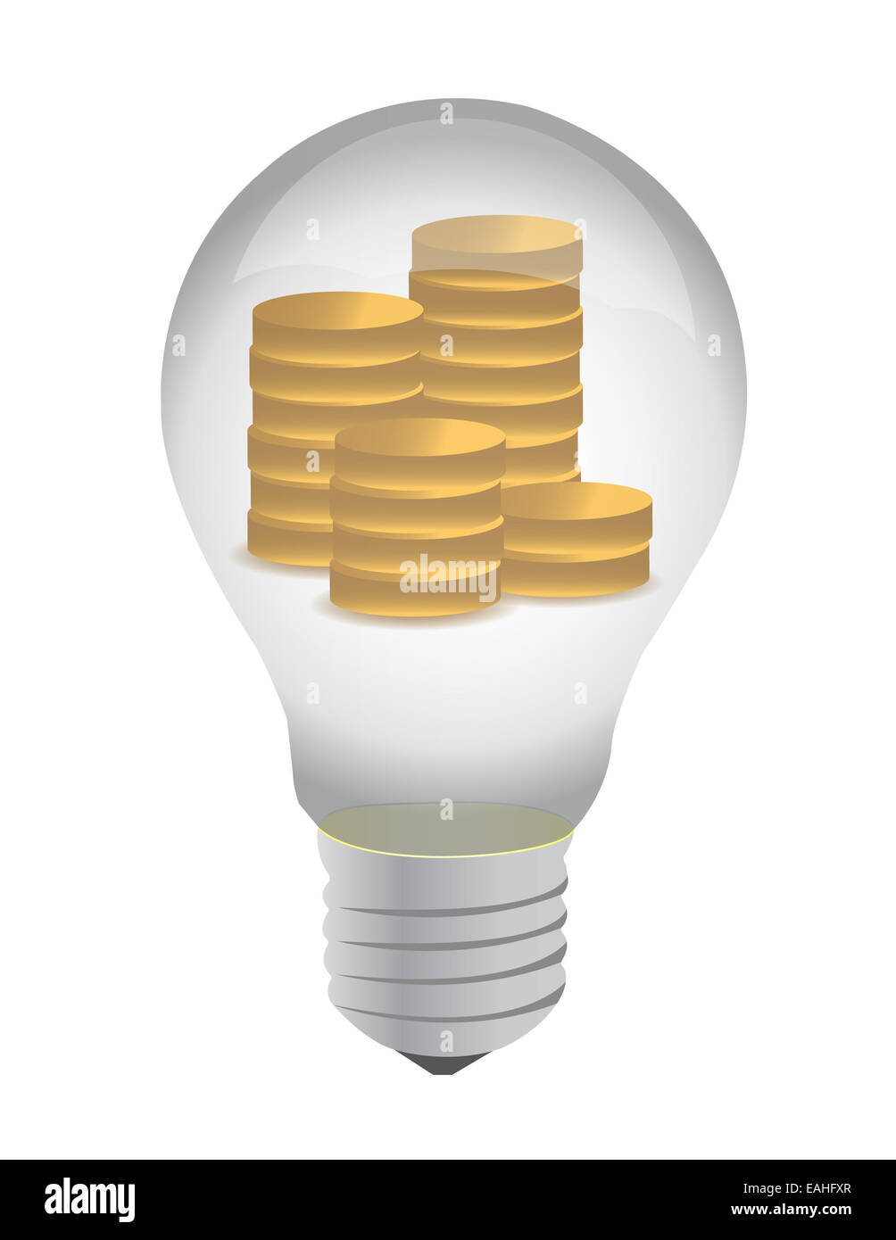 Lightbulb with coins inside Stock Photo - Alamy