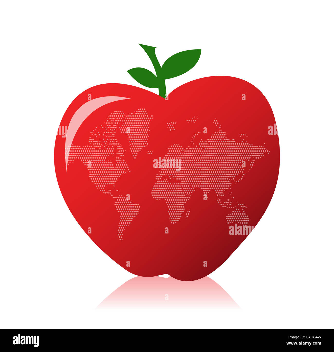 Apple and world map Stock Photo - Alamy