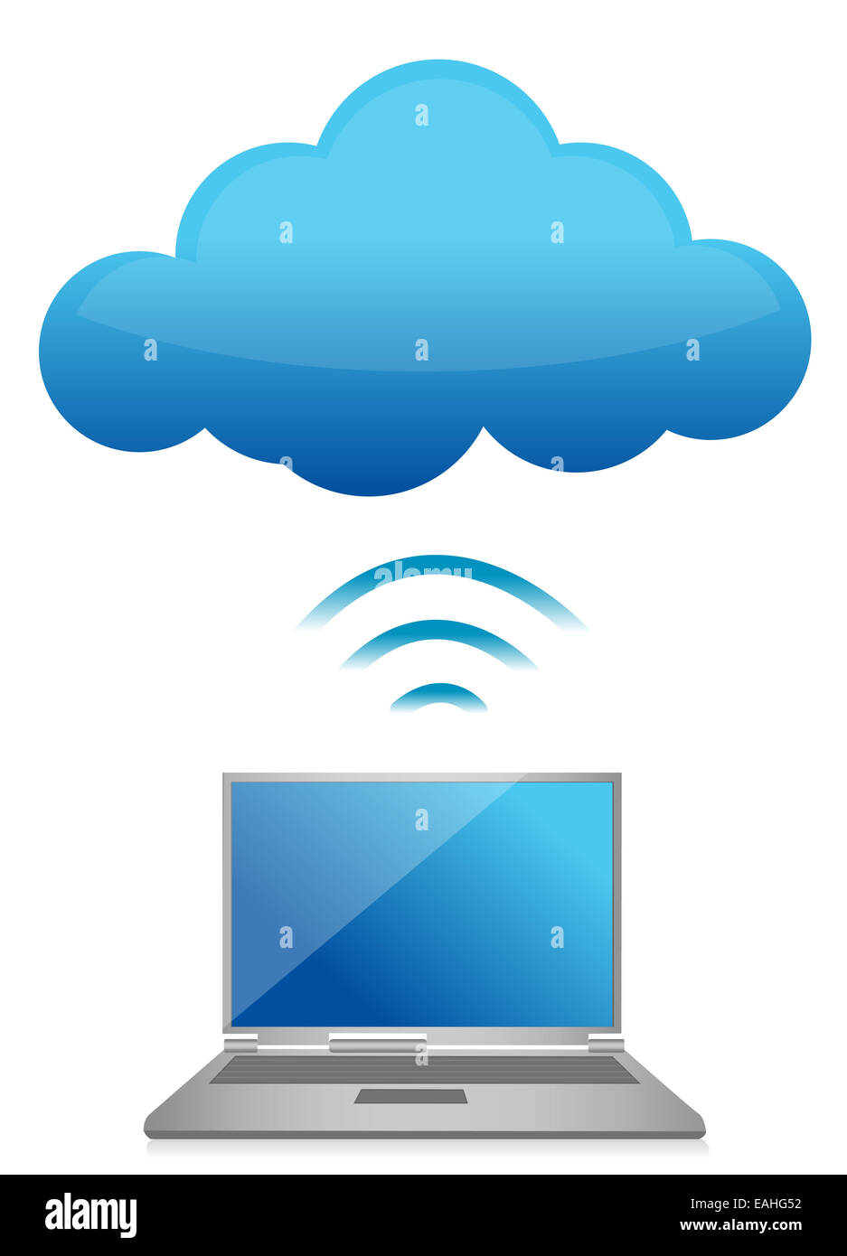 Modern laptop send files to cloud server Stock Photo - Alamy