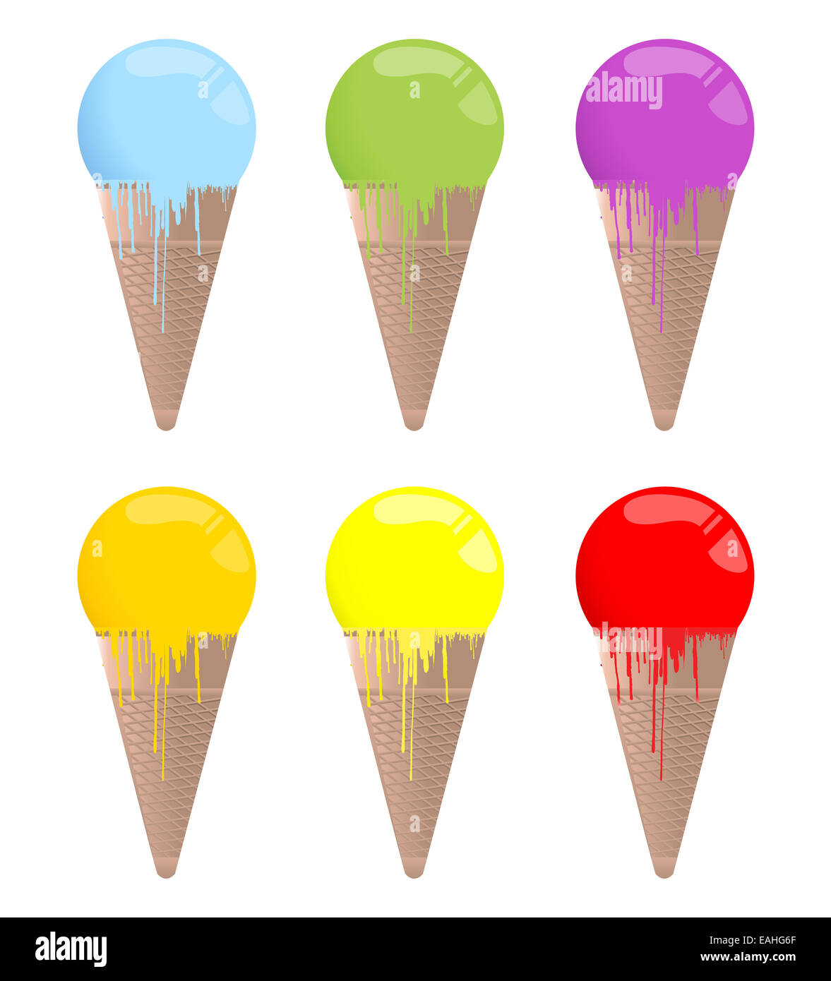Set of 6 colorful ice-creams icons Stock Photo - Alamy