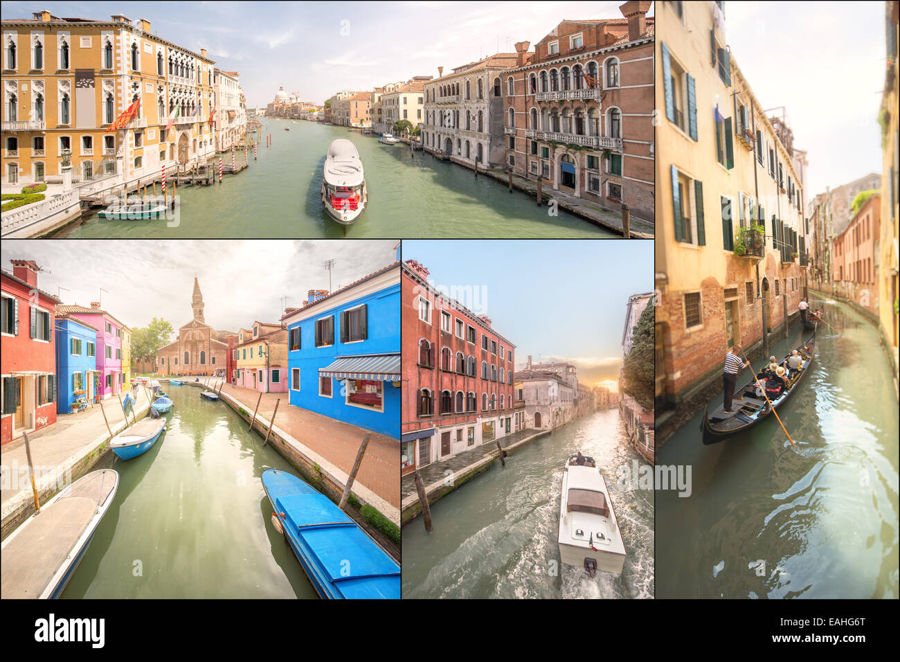 Summer collage of landmarks in Venice, Italy Stock Photo - Alamy