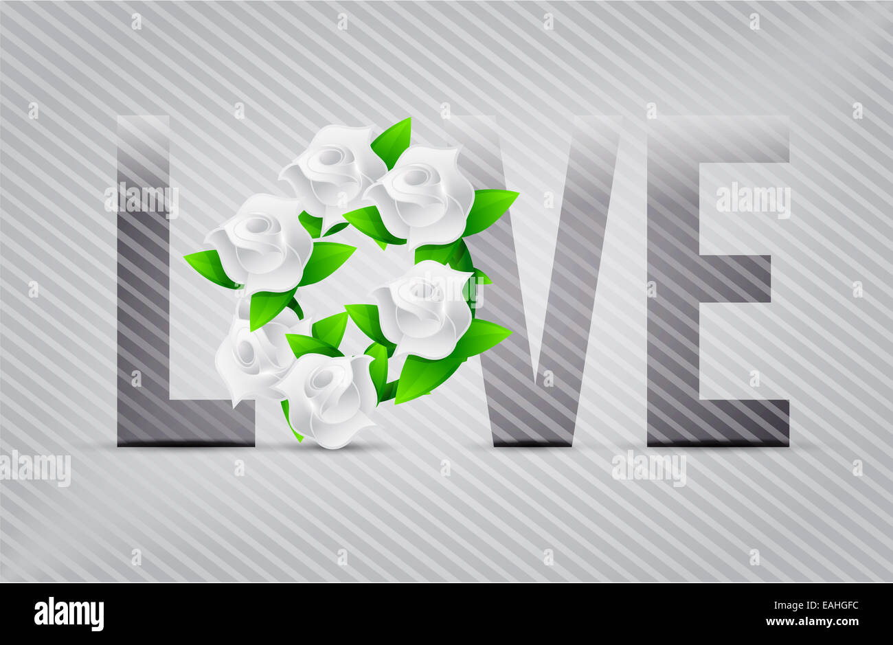 White love flowers illustration designs Stock Photo - Alamy