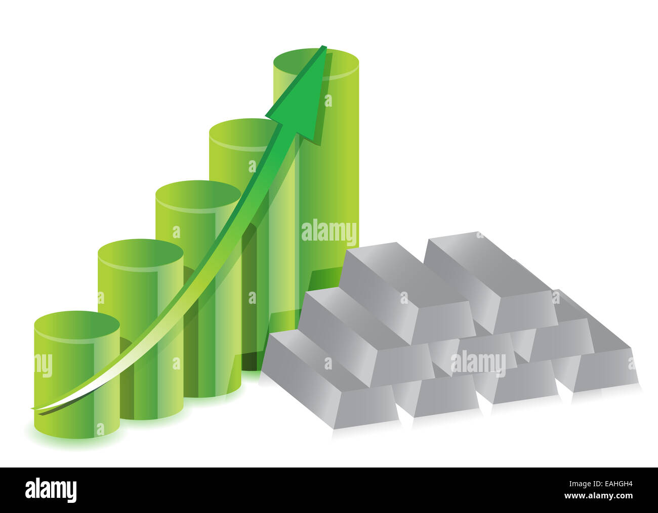 Silver bars graph prices Stock Photo - Alamy