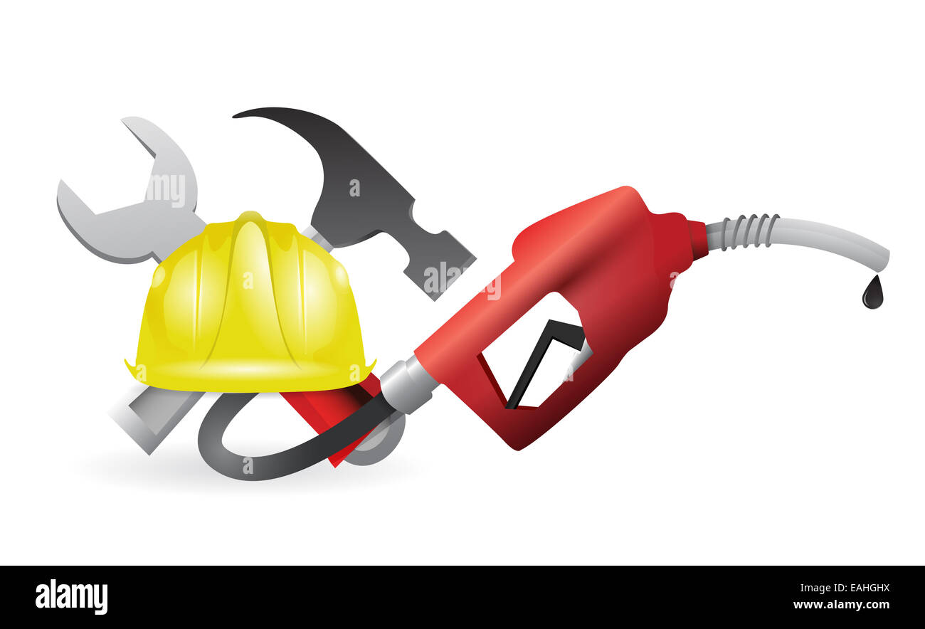 tools with a gas pump nozzle illustration design over a white ...