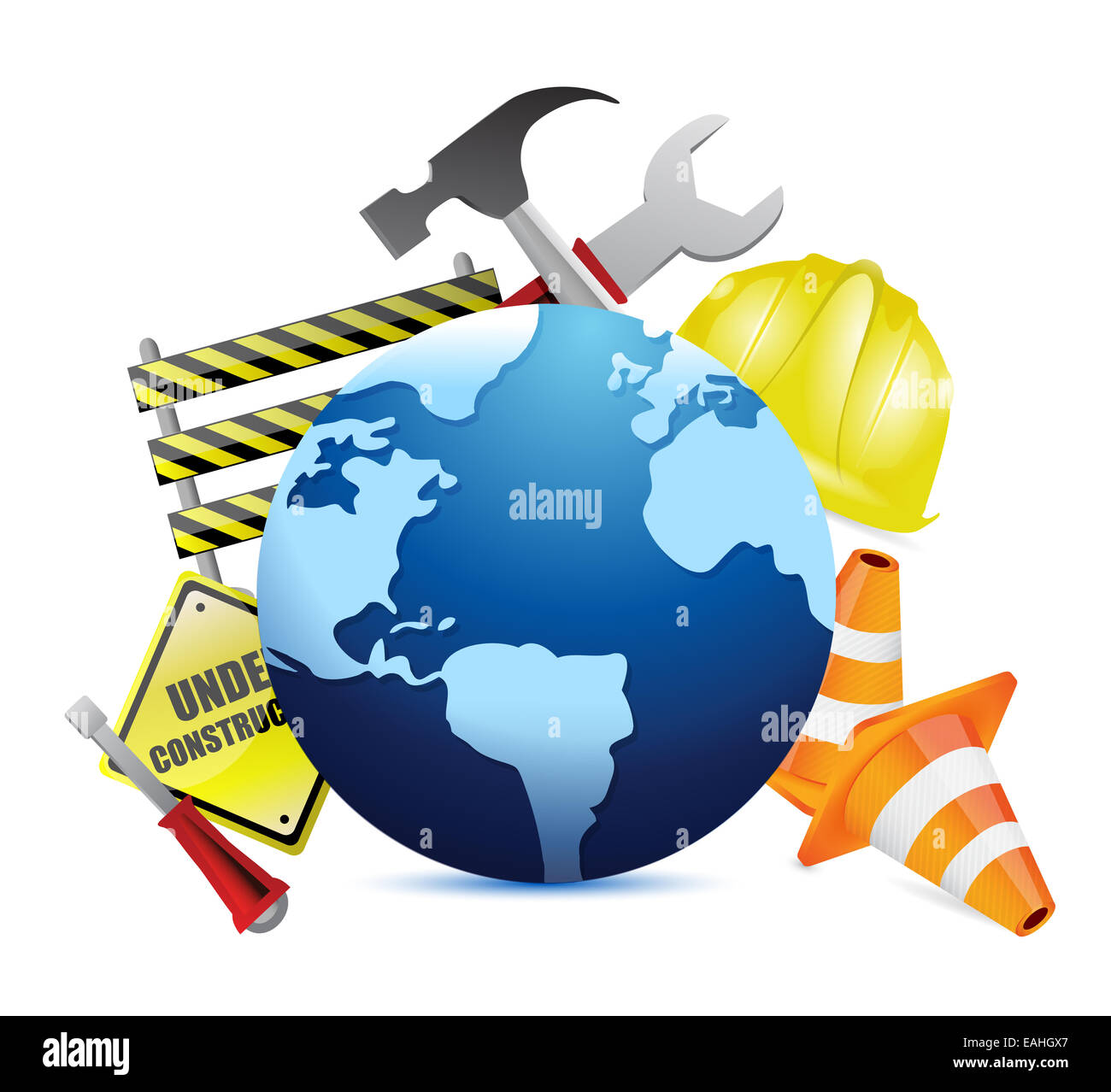 International globe under construction Stock Photo - Alamy