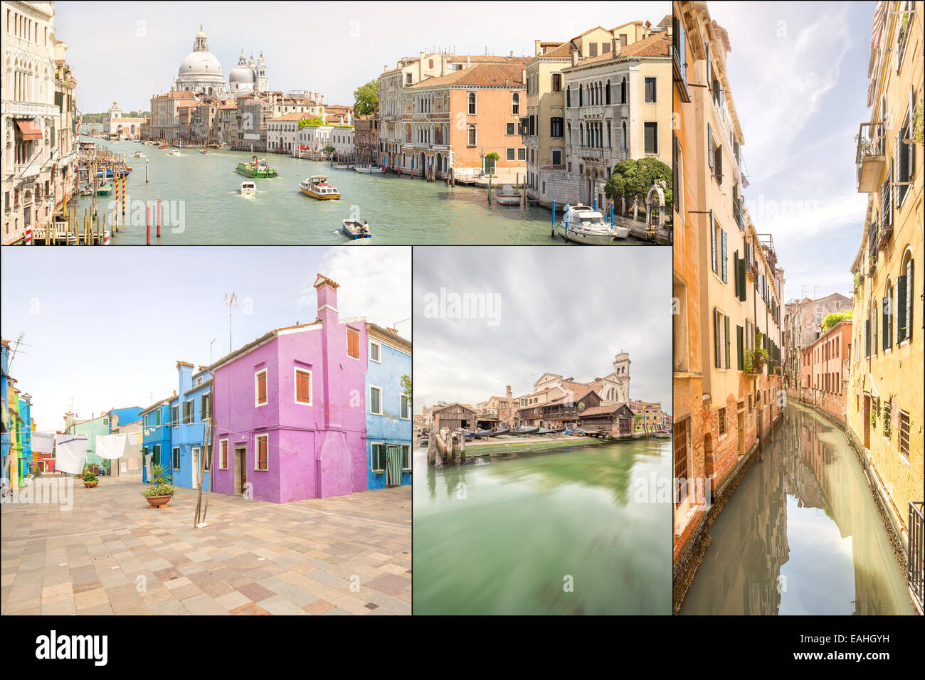 Summer collage of landmarks in Venice, Italy Stock Photo - Alamy