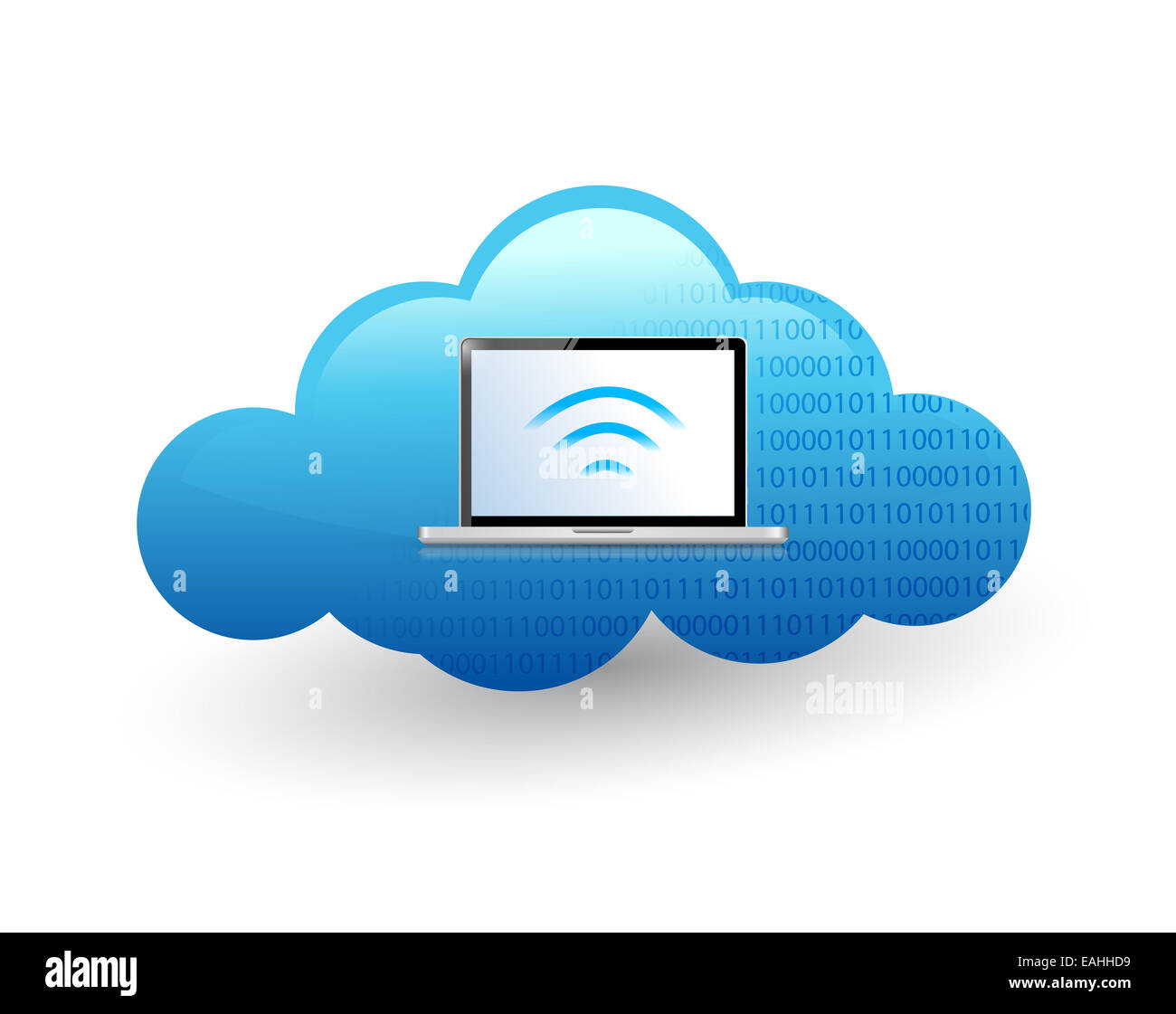 Laptop computer connected to a cloud via wifi Stock Photo - Alamy
