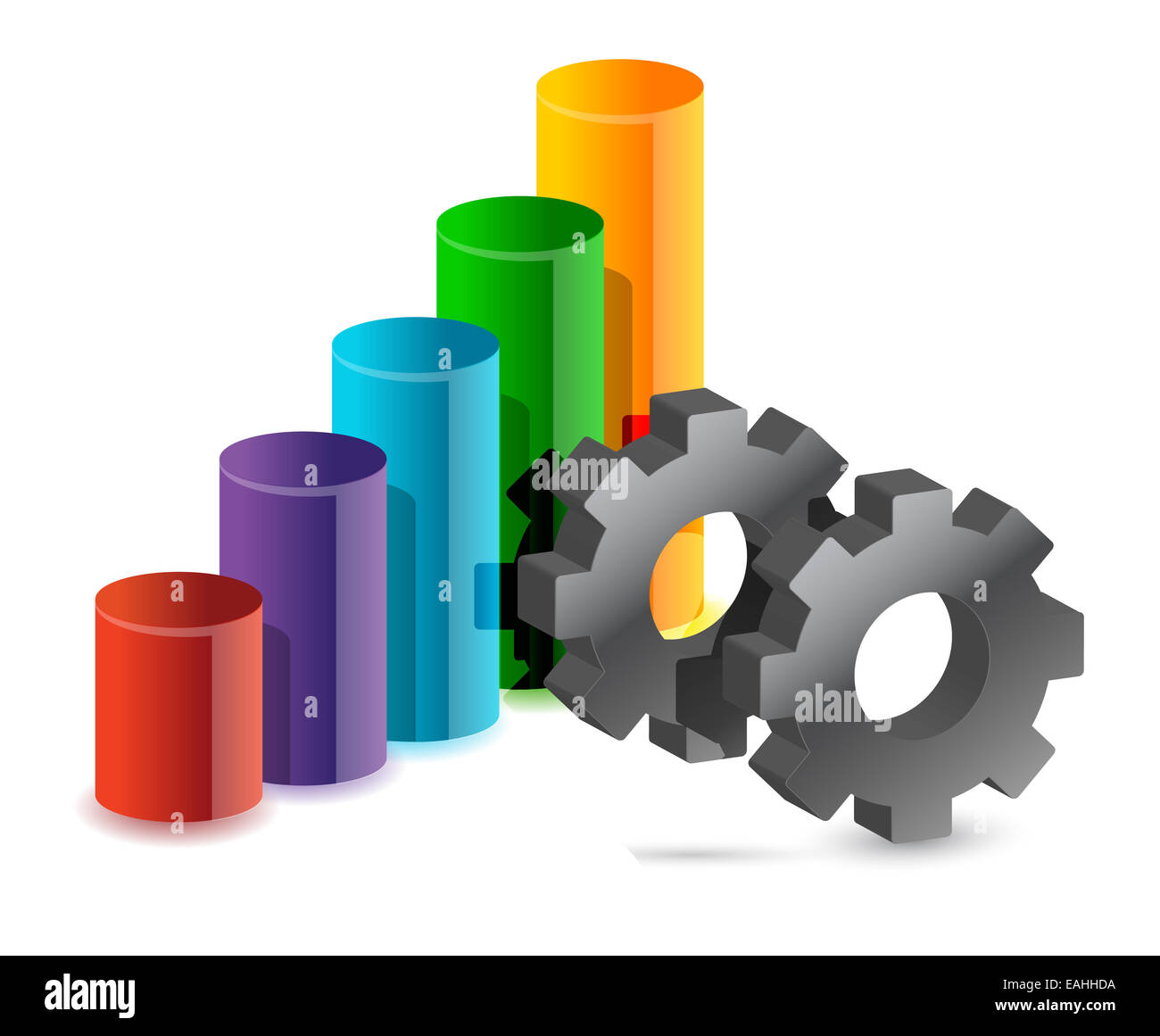Colorful graph and gear business Stock Photo - Alamy
