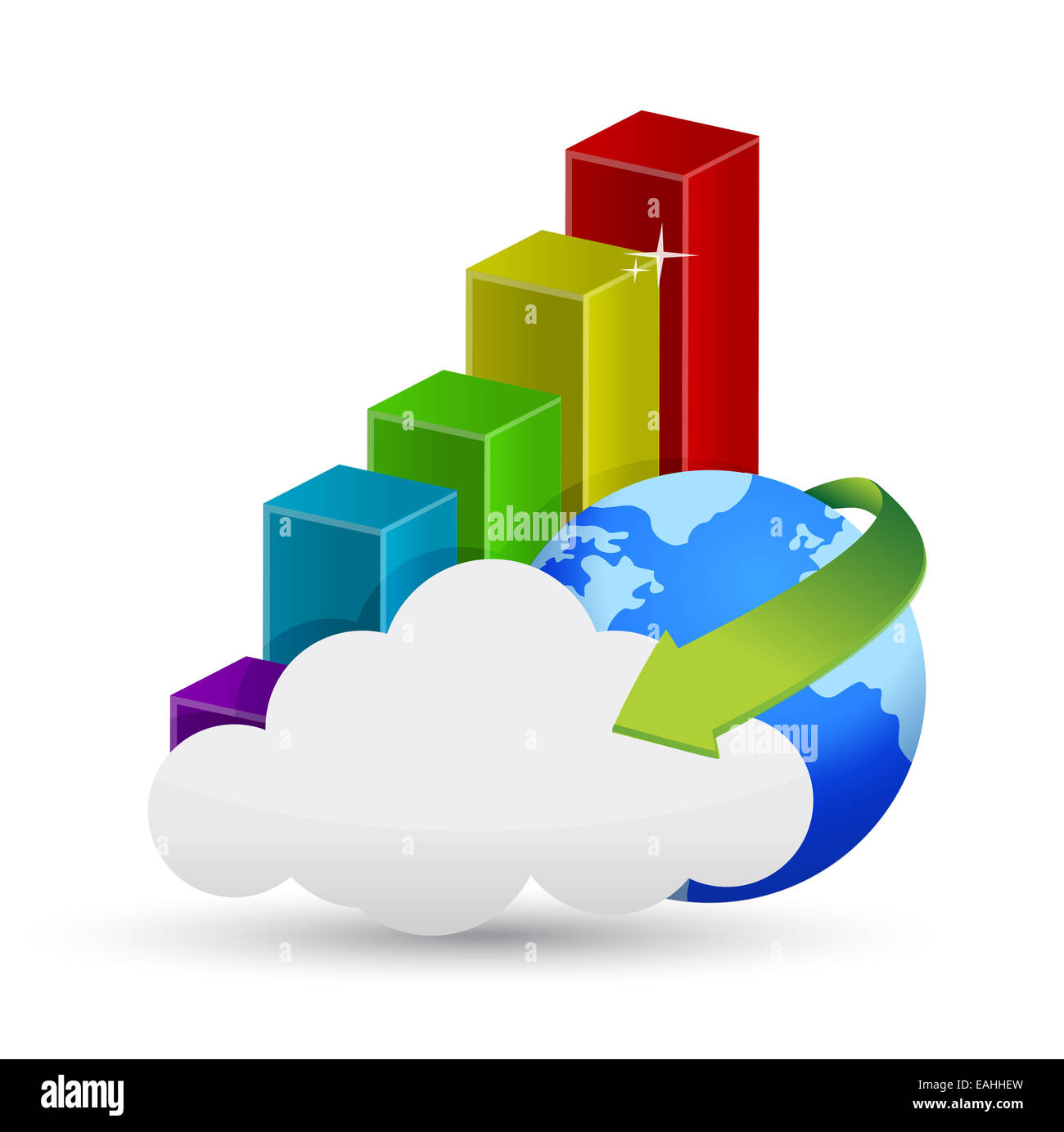 business graph cloud computing concept design over white Stock Photo ...