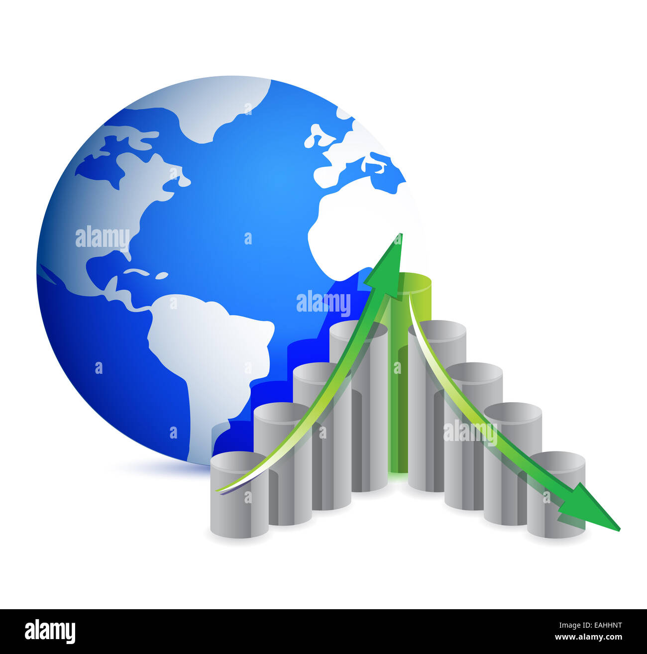 globe and business graph illustration design over white background ...