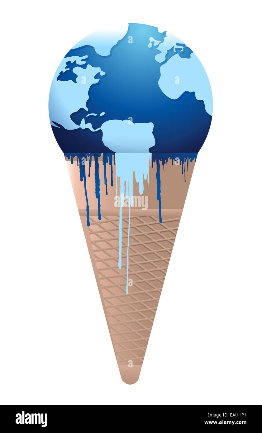 Ice cream earth melts - global warming concept Stock Photo - Alamy