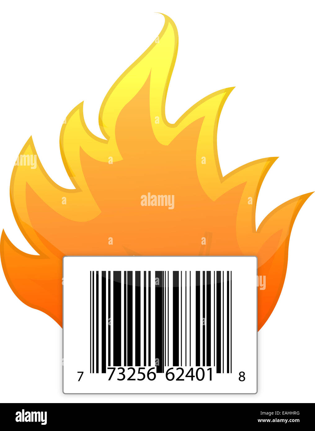 Barcode on fire illustration design Stock Photo - Alamy