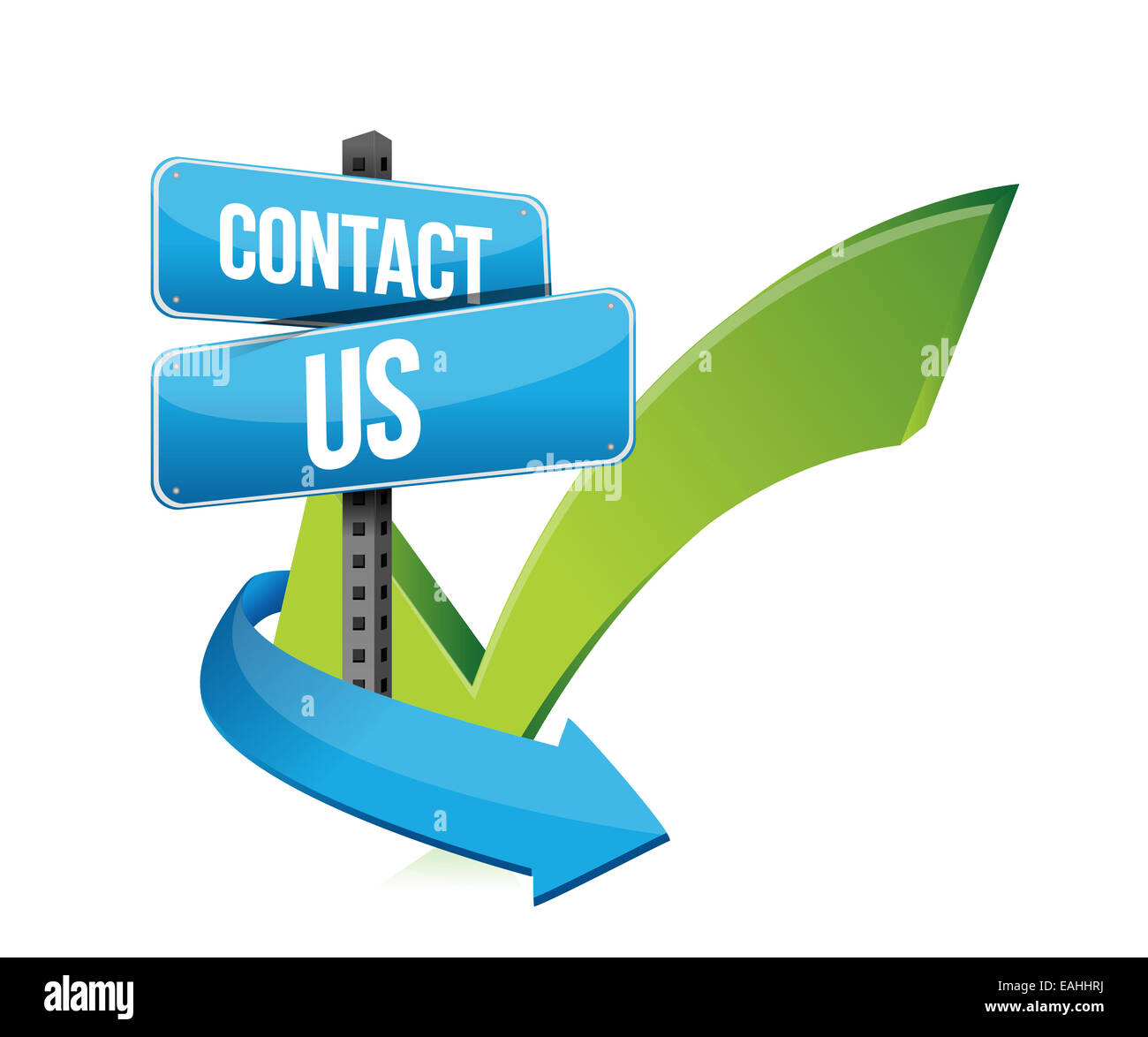 Contact us at sign and checkmark Stock Photo - Alamy